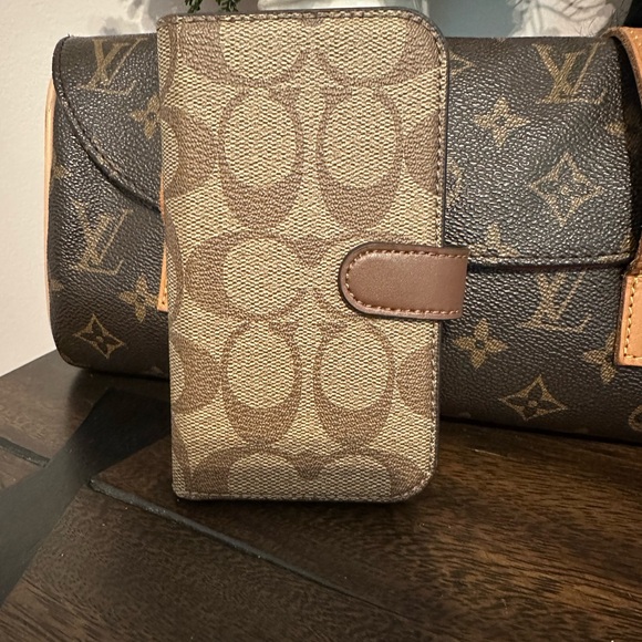 Coach | Accessories | Coach Signature Canvas Phone Case In Brown And ...